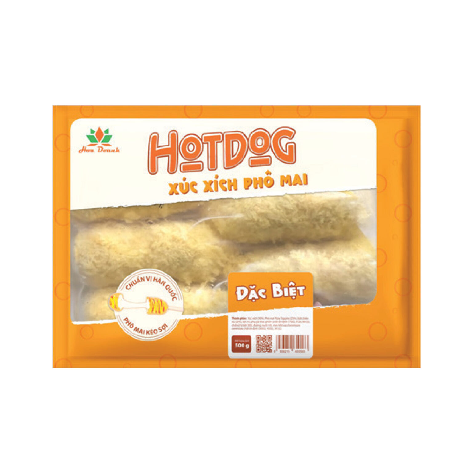 Hotdog xúc xích phô mai đặc biệt Hoa Doanh 125g - Giòn tan béo ngậy kéo sợi dai dài